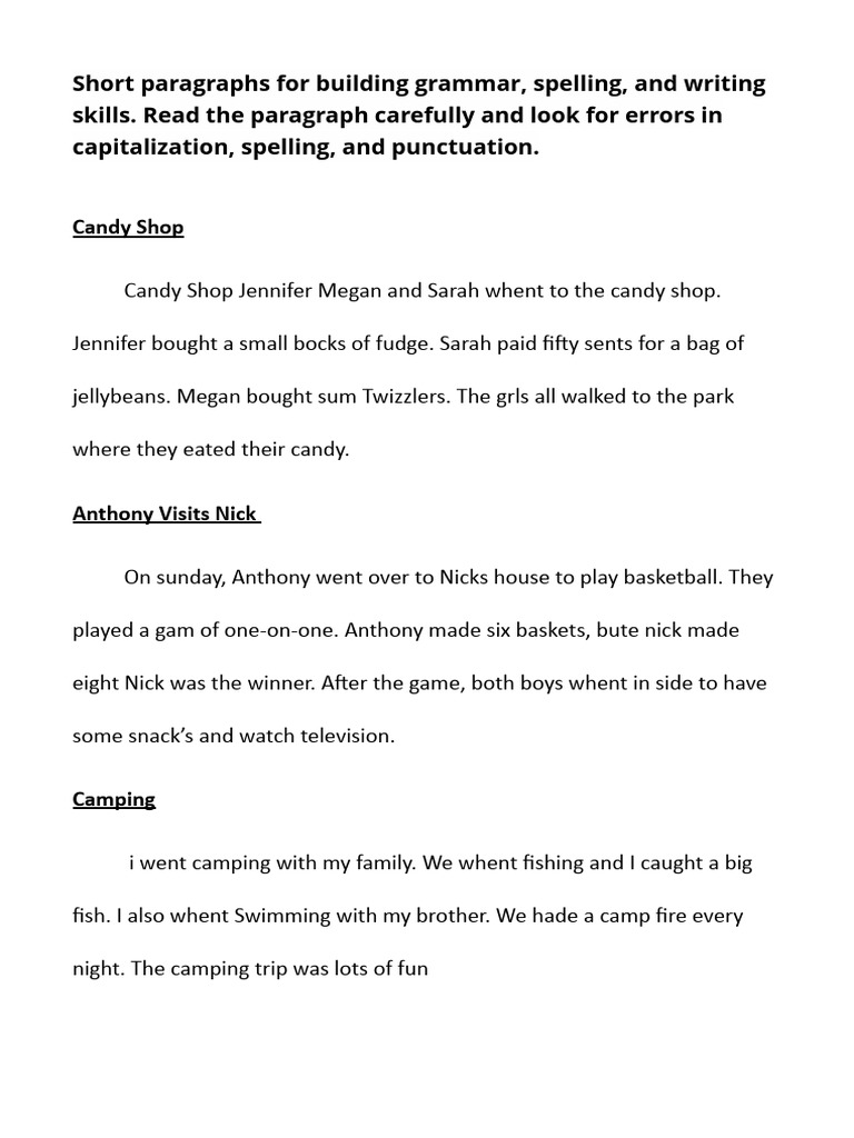 Short Paragraphs for Building Grammar | PDF