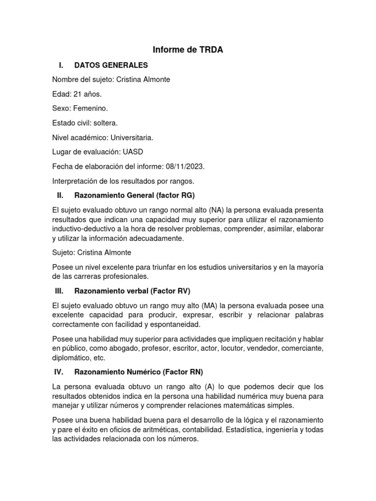 Informe de TRDA | PDF | Ingeniería | Science