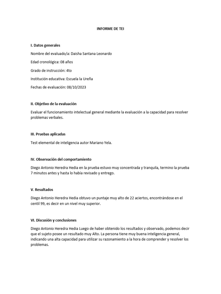 Informe de Tei | PDF