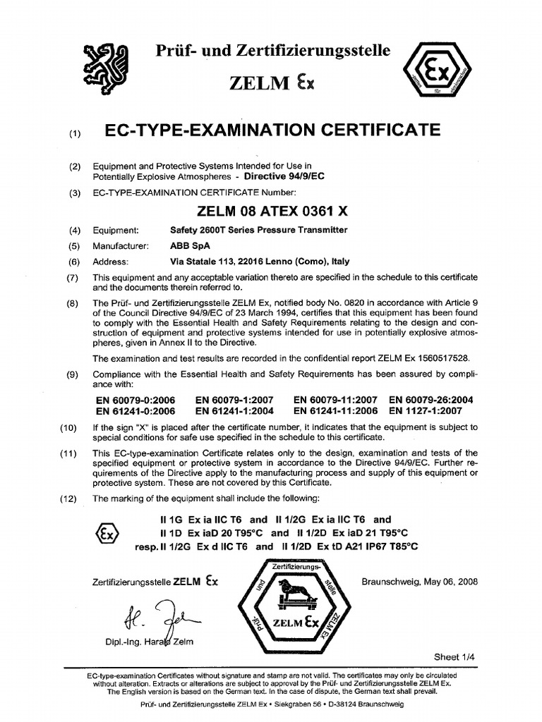 Zelm 08atex0361x | PDF