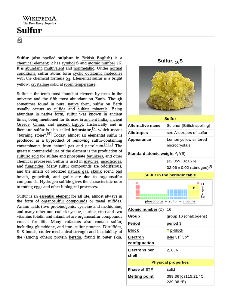 Sulfur | PDF