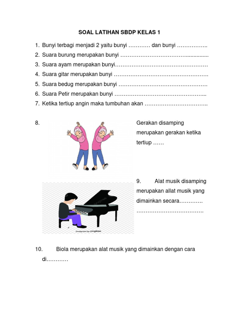 Latihan Soal SBDP Kelas 1 | PDF