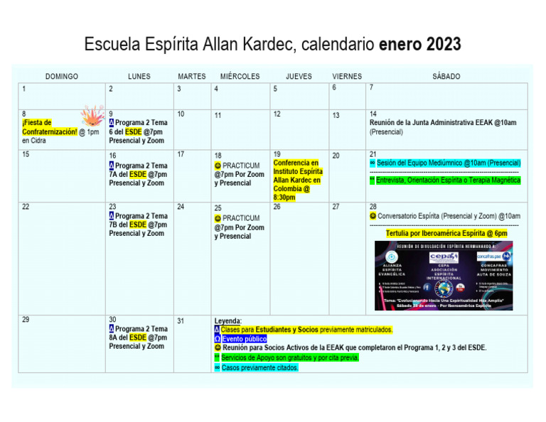 Calendario Eeak Enero 2023 | PDF
