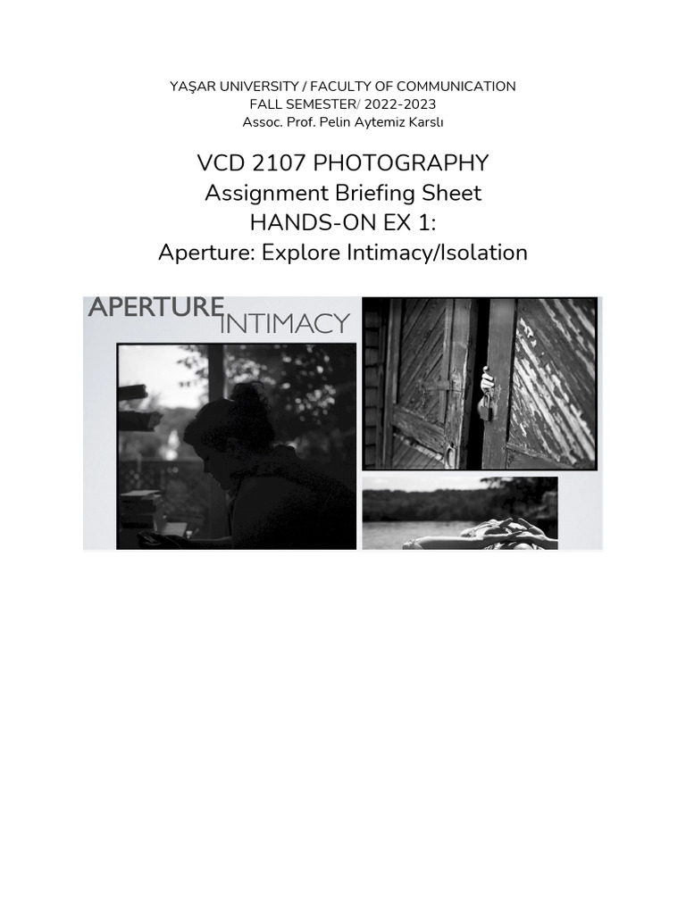 WEEK 5 - HANDS-ON 1 - VCD2107 Aperture Intimacy Vs Isolation | PDF