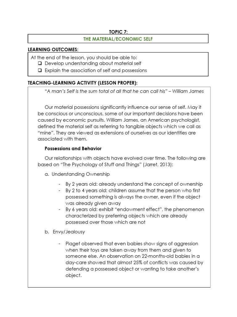 7 PSYCH100-Material Self (1) | PDF | Self | Self Concept