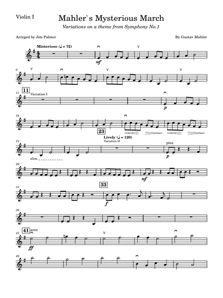 Mahler's Mysterious March-Violin I | PDF