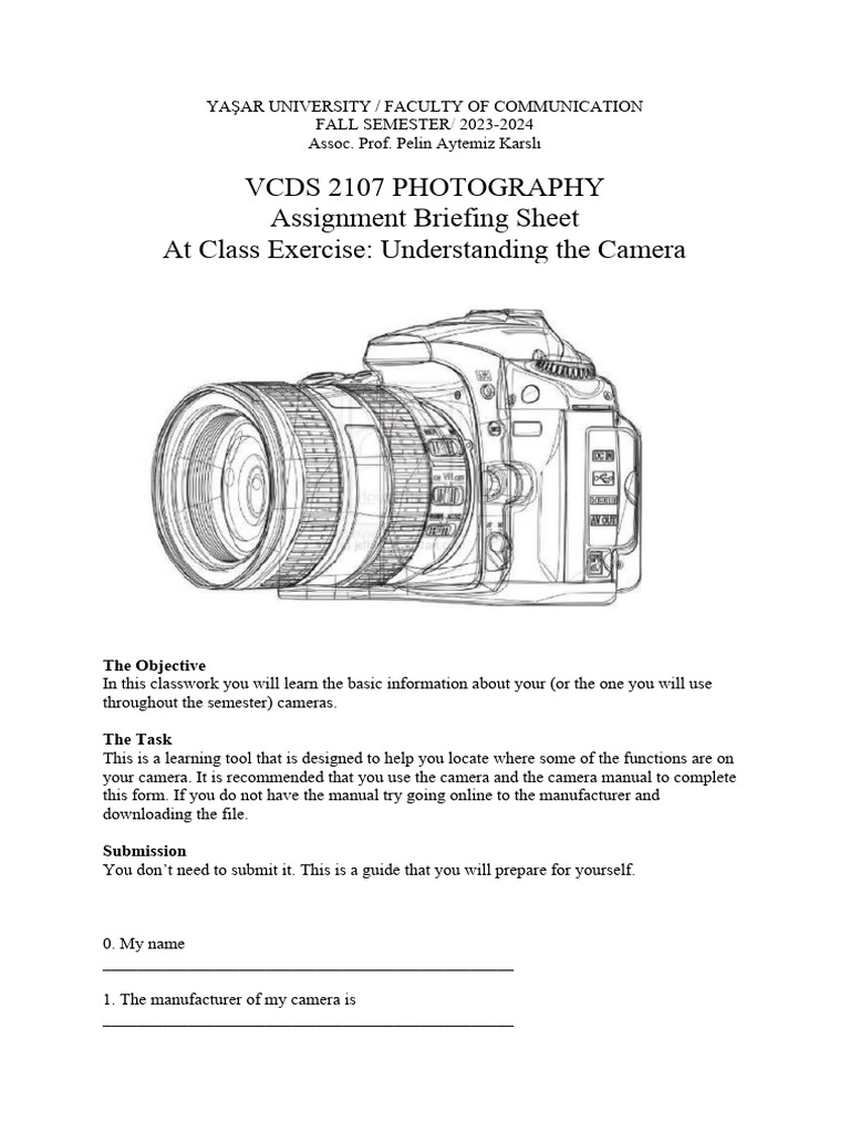 Class Work VCD 2107 - at Class - Understanding The Camera | PDF ...