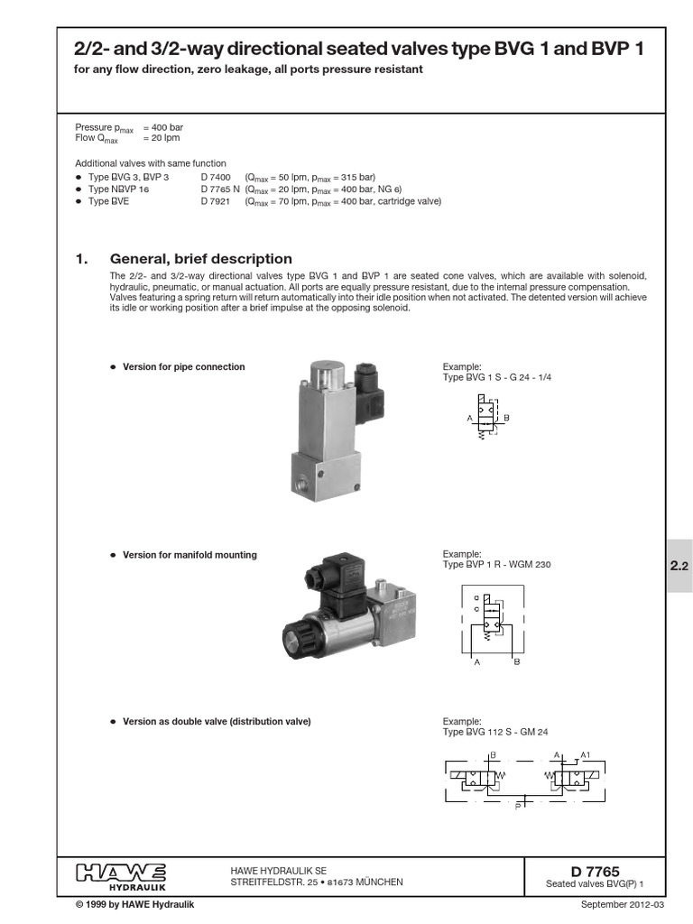 2/2-And 3/2-Way Directional Seated Valves Type BVG 1 and BVP 1 | PDF ...