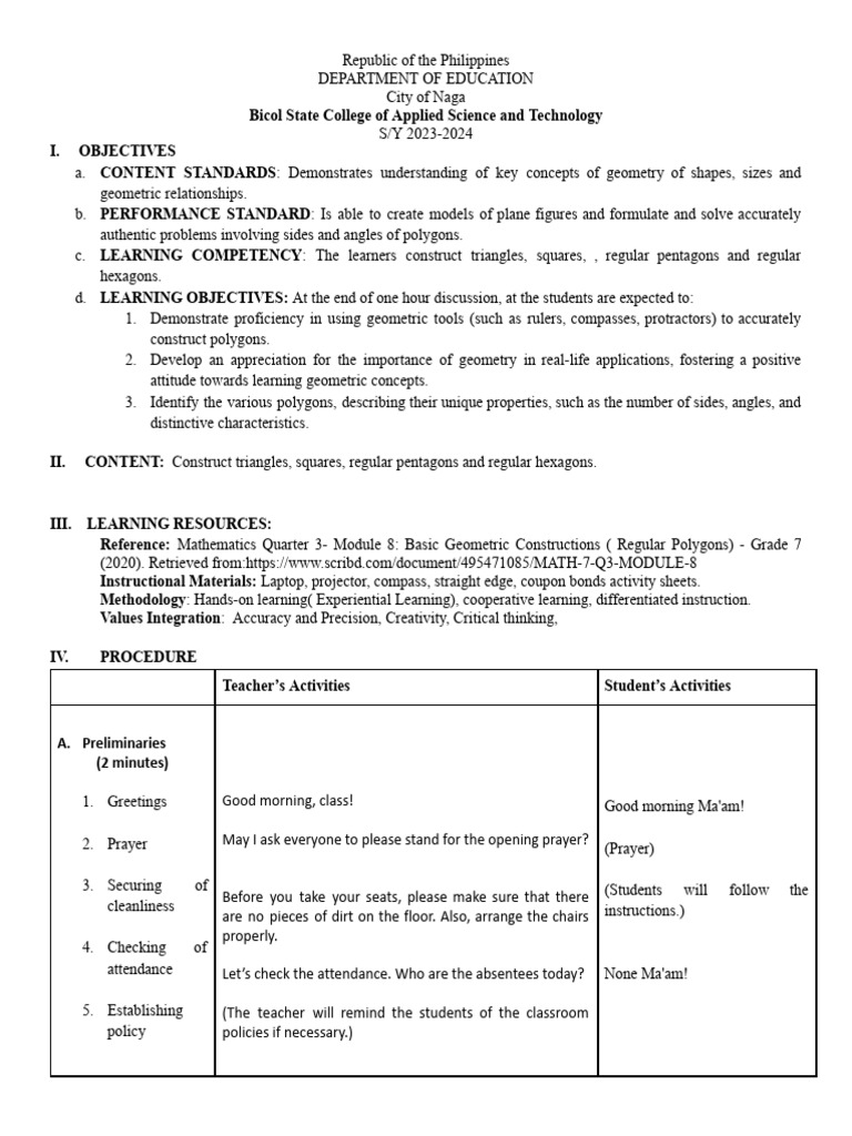 Revise 5es Lesson Plan | Download Free PDF | Elementary Geometry ... Revise 5es Lesson Plan | Download Free PDF | Elementary Geometry ...