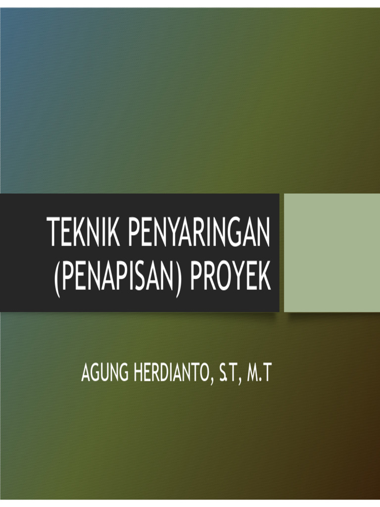 Teknik Penyaringan Penapisan Proyek | PDF | Seni