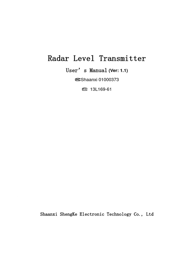 Level radar users manual (two wire system) | PDF | Radar | Point Of Sale