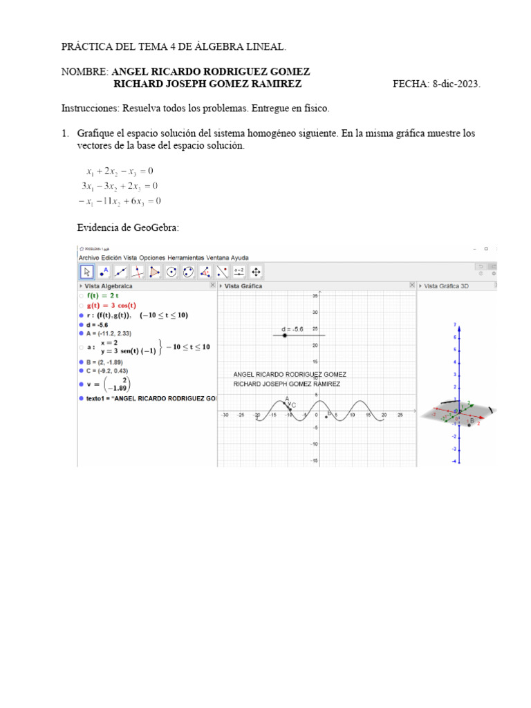 Práctica T4 Algebra | PDF