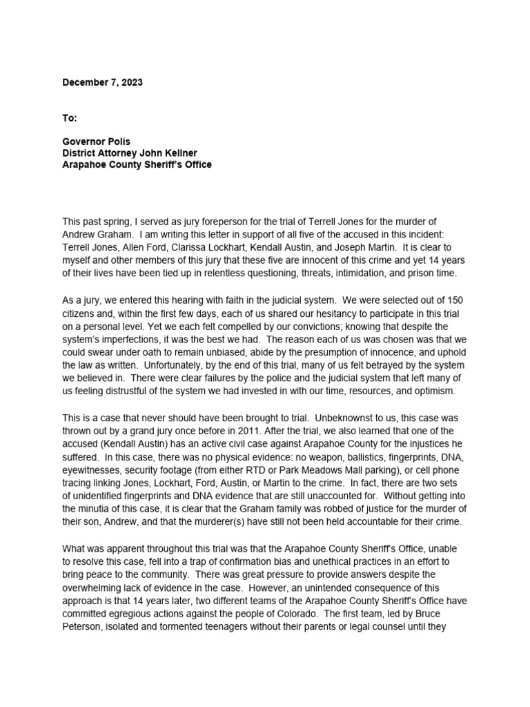 Letter From T. Jones Jury Redacted | PDF | Trials | Justice