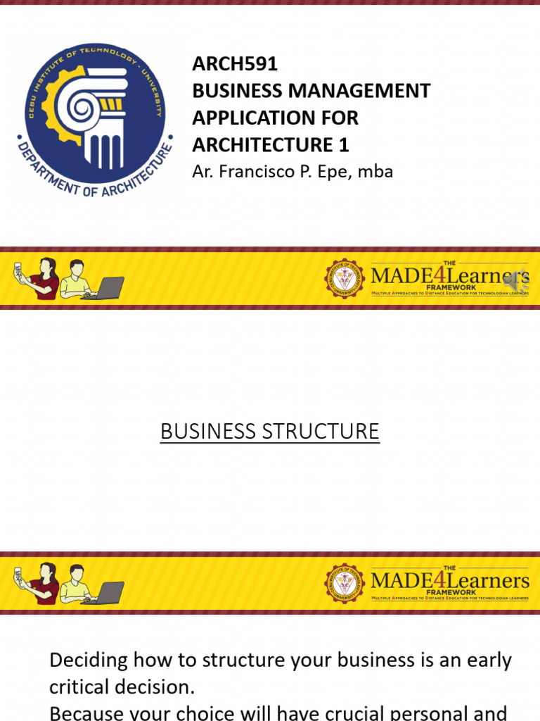 ARCH591 3. Business Structure | PDF | Corporations | Partnership