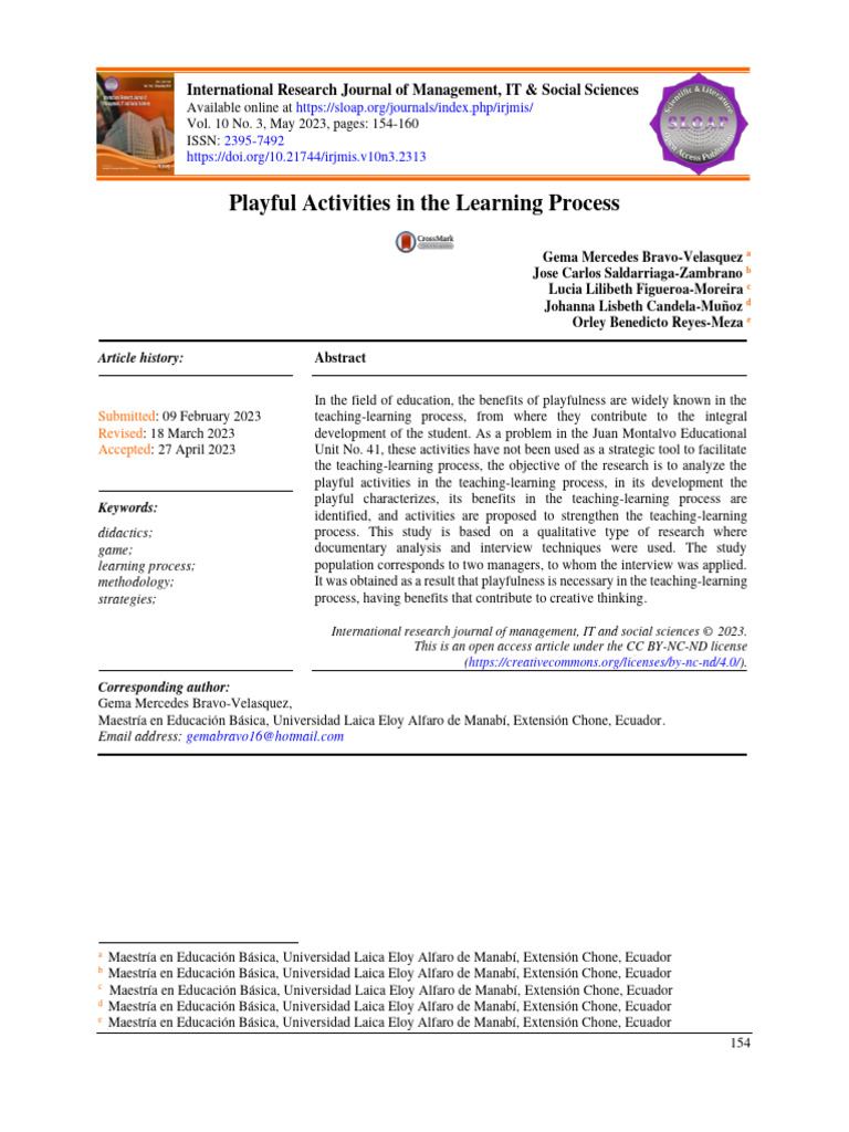 Playful Activities in The Learning Process | PDF | Creativity | Learning