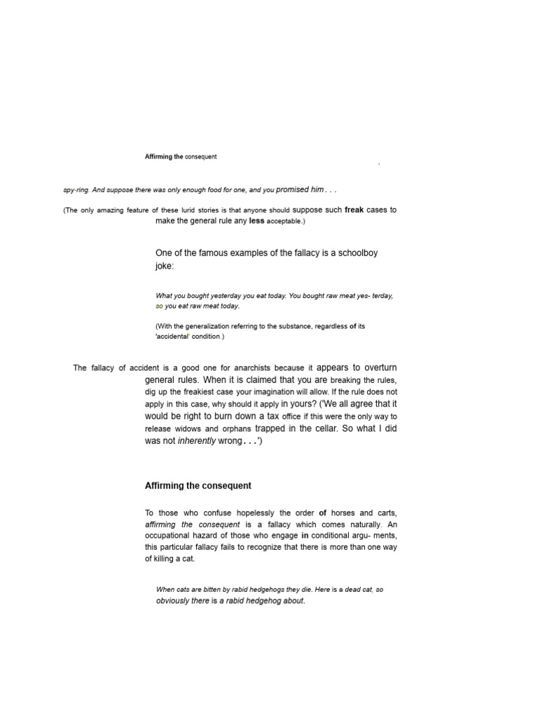 Understanding Affirming the Consequent | PDF | Fallacy