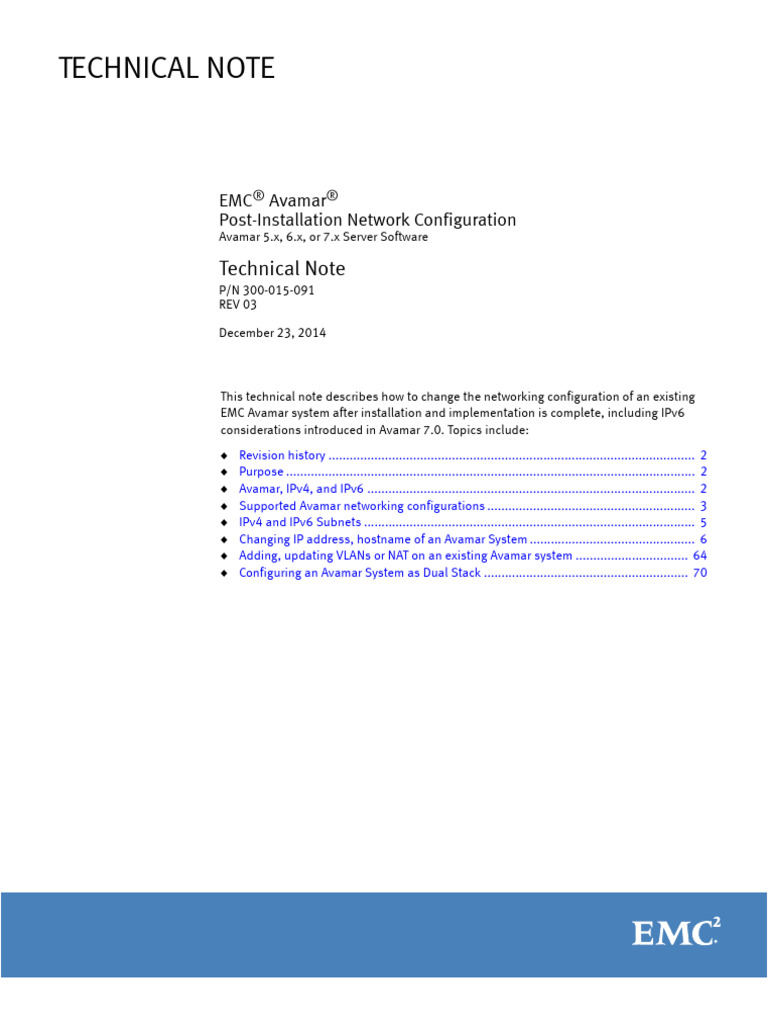 Docu48205 - Avamar Post Installation Network Configuration Technical ...