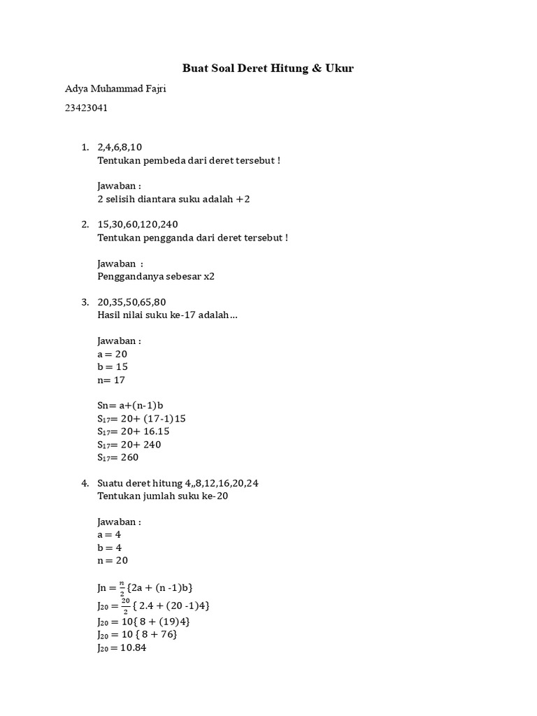 Buat Soal Deret Hitung | PDF
