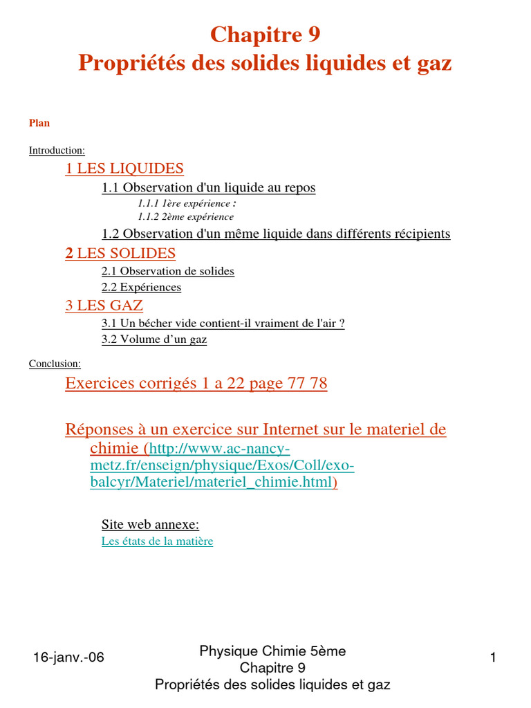 BENE 2 TRIM PC SCPH 5 9 Proprietes Des Solides Liquides Gaz | PDF