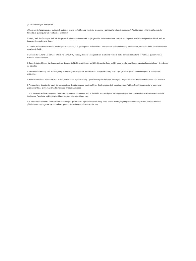 El Stack tecnológico de Netflix | PDF