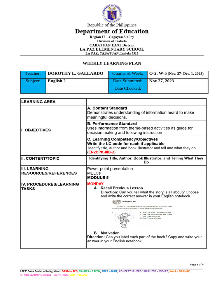 DLL_ENGLISH-2-Week-5-2nd-Quarter- | PDF | Learning | Cognition