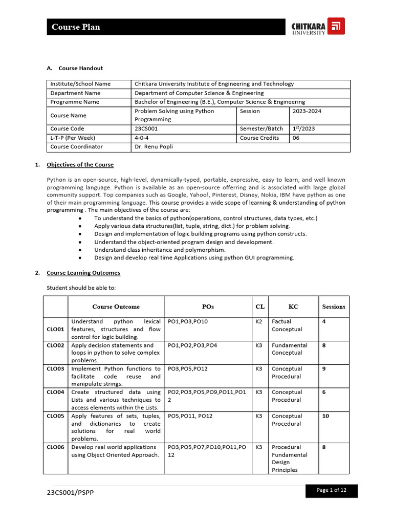 Python Problem Solving Course | PDF | Inheritance (Object Oriented ...