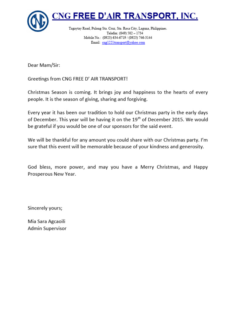 Xmas Solicitation Letter | PDF