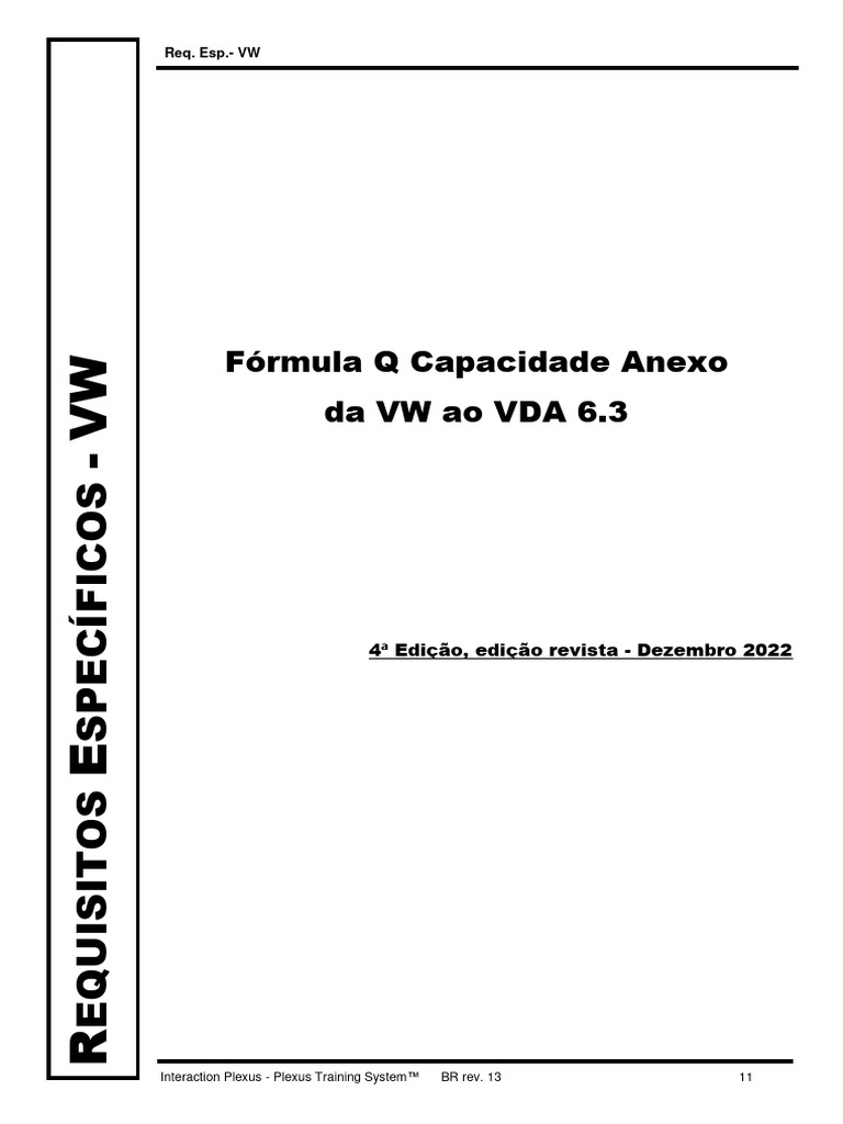 7CSR VW Rev13 - Formula Q Capacidade Anexo 4 Edição-M | PDF | Qualidade ...