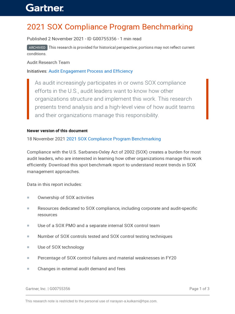 2021 SOX Compliance 755356 NDX | PDF | Sarbanes–Oxley Act | Audit