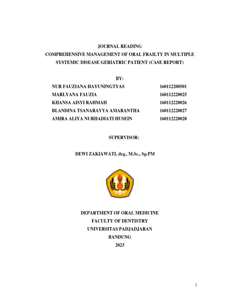 Paper Journal Reading IPM - Comprehensive Management of Oral Frailty in ... Paper Journal Reading IPM - Comprehensive Management of Oral Frailty in ...