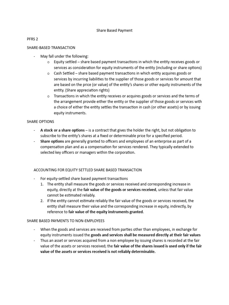 Share Based Payments | PDF | Option (Finance) | Equity (Finance)