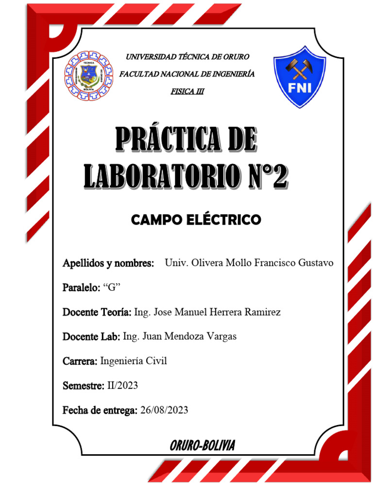 Lab 2 Fis 1200 G | PDF | Campo eléctrico | Electricidad