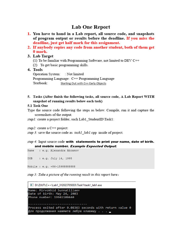 Lab Report 1 (312023705003) | PDF | Source Code | Computer Program
