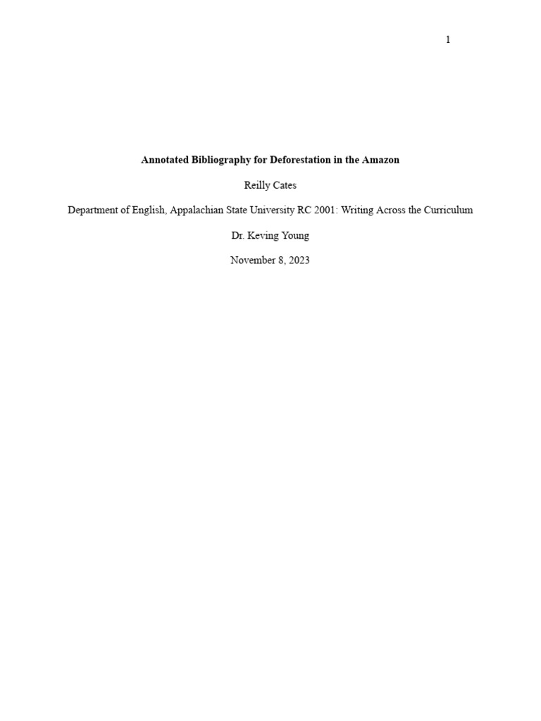 Annotated Bibliography For Deforestation in The Amazon | PDF ...