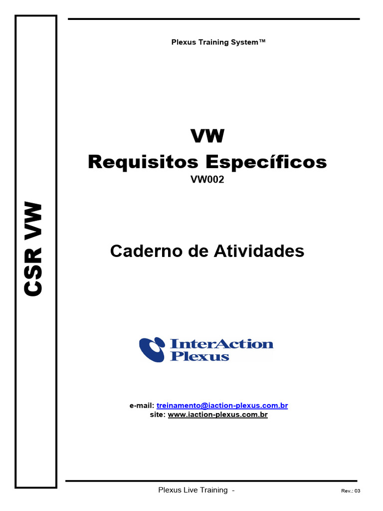 Caderno de Atividades - Req Esp VW Rev 3a | PDF | Qualidade (negócios ...