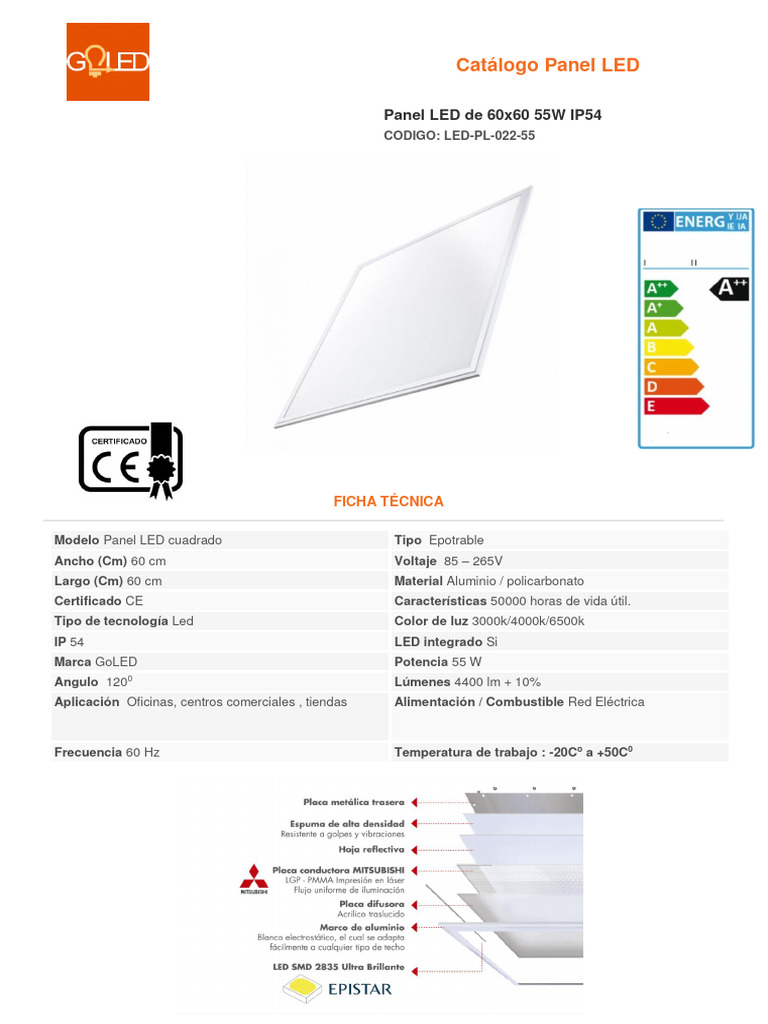 Ficha-Tecnica-Panel-de-luz-LED-de-55w-cuadrado-luces-de-techo-Led-60x60 ...