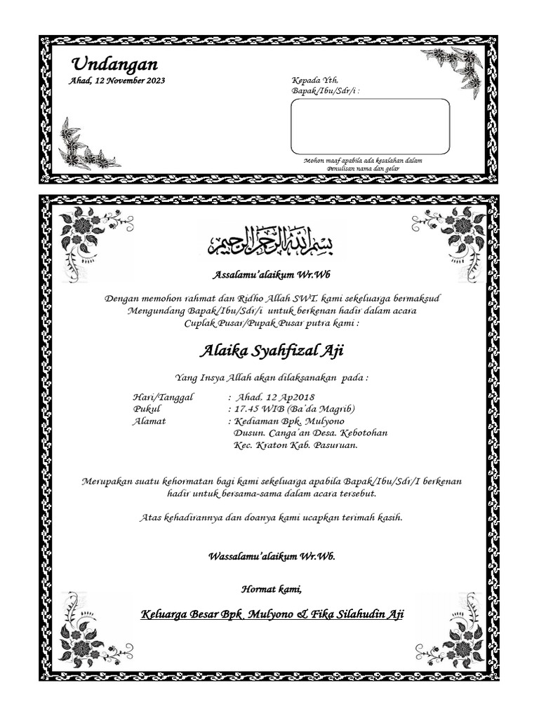 Undangan - Pupak Pusar | PDF