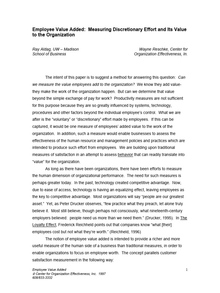 Value Added Employee | PDF | Job Satisfaction | Industrial Organization