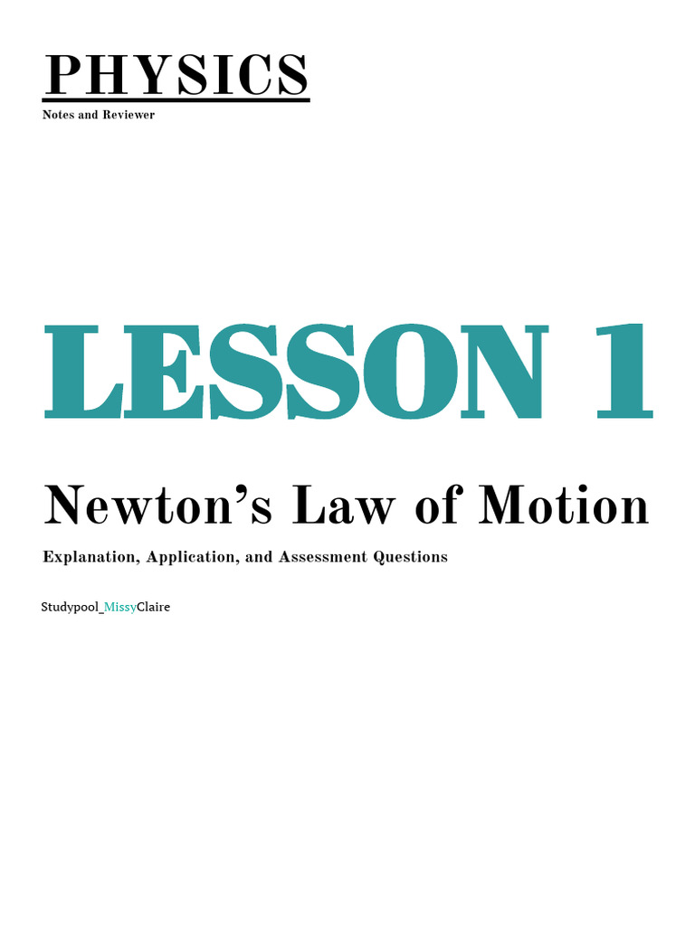 PHYSICS - Newton's Law of Motion | PDF | Force | Newton's Laws Of Motion
