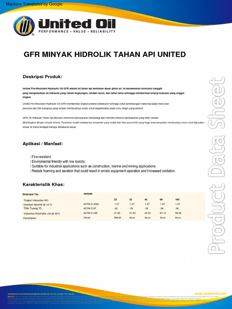 1533889006_UNITED FIRE-RESISTANT HYDRAULIC OIL GFR | PDF