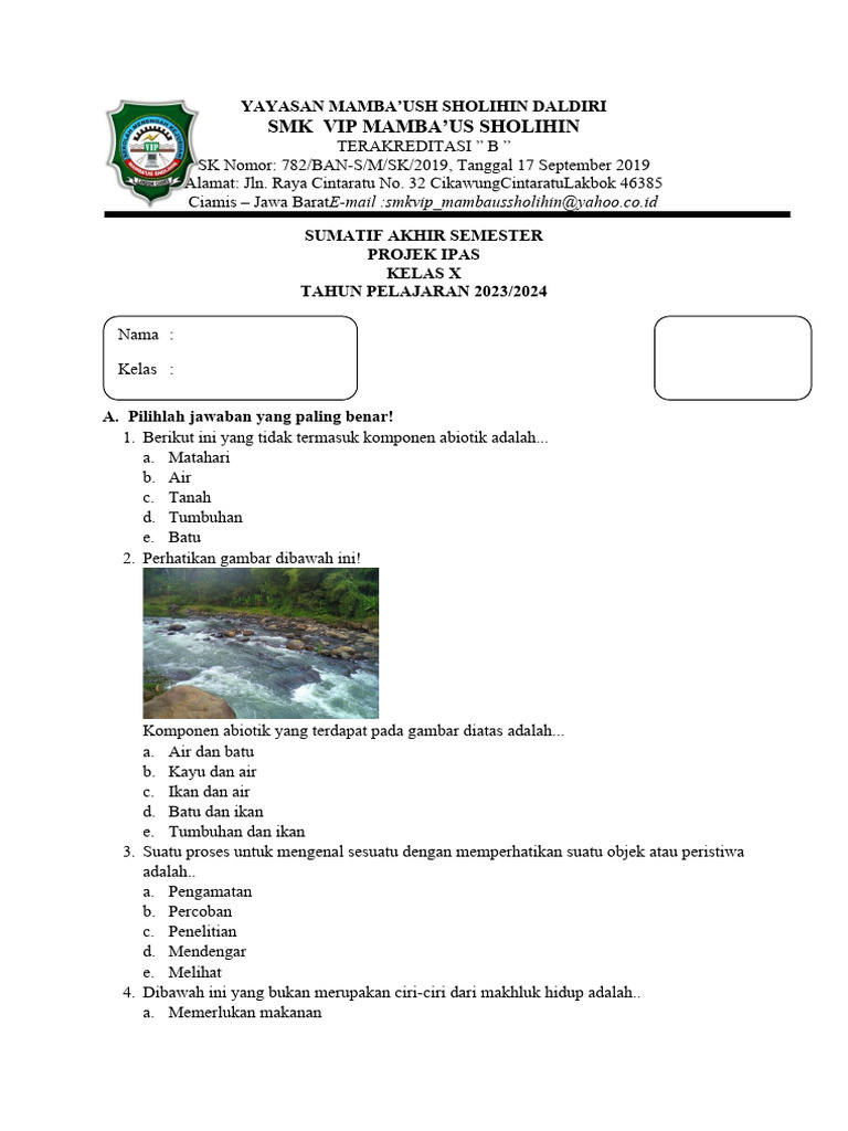 Soal Pas Projek Ipas X | PDF