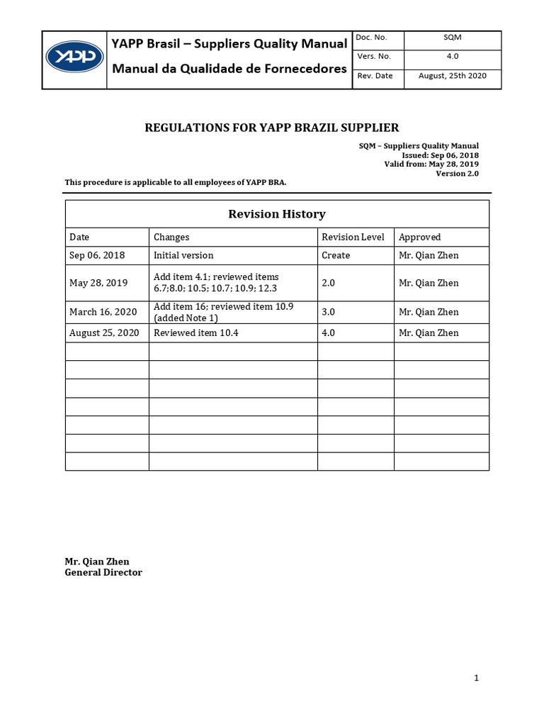 SQM Supplier Quality Manual Version 4.0 | PDF | Iso 9000 | Quality ...