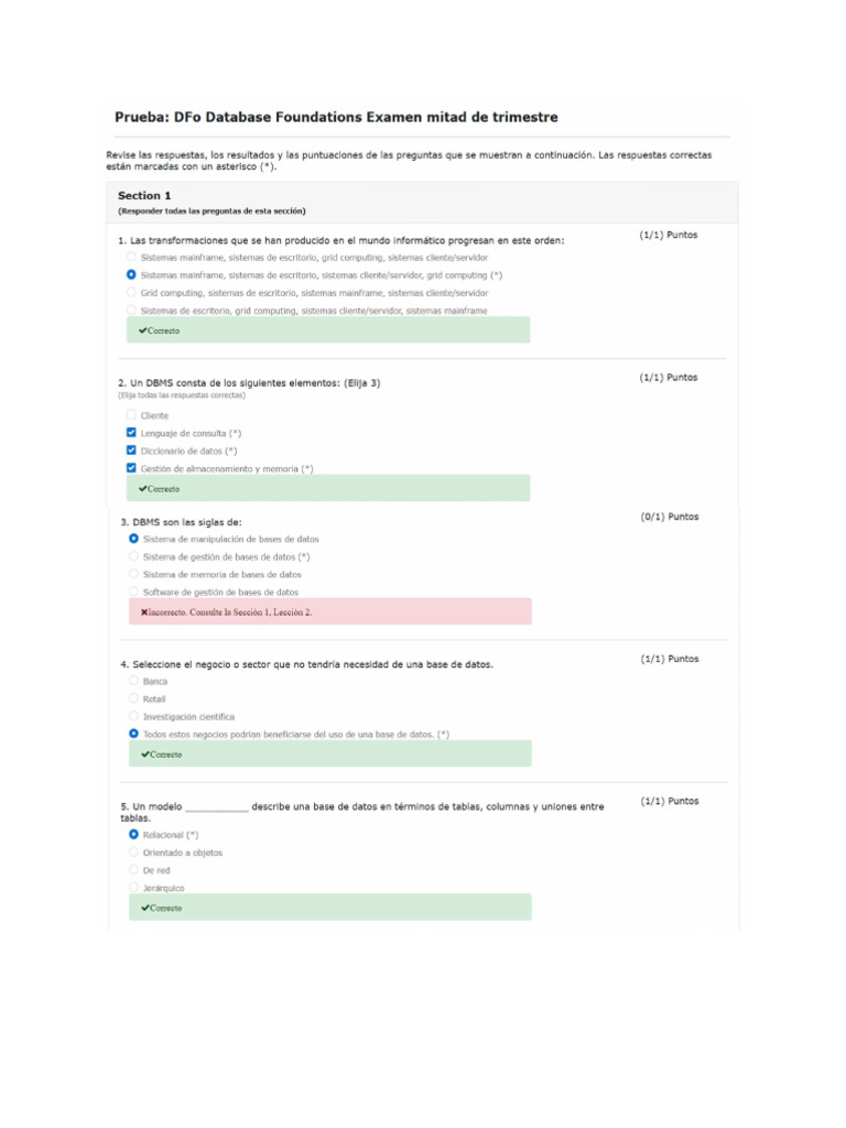 Prueba DFo Database Foundations Examen Mitad de Trimestre | PDF