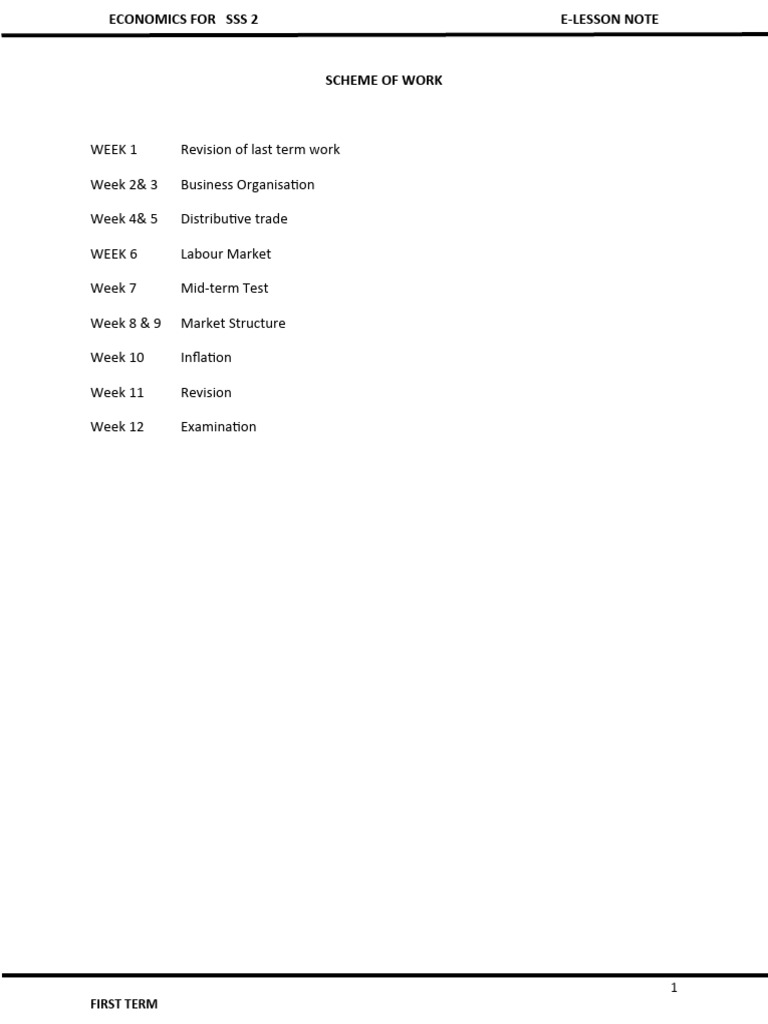 Economics SS 2 1ST Term | PDF