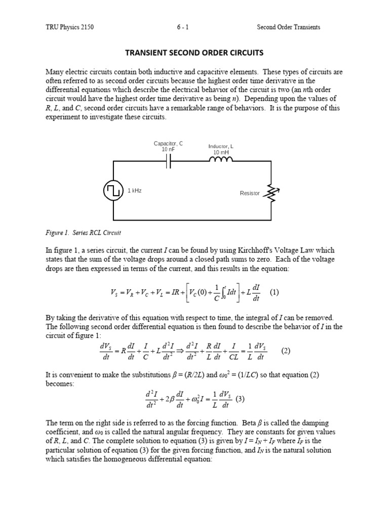 Second Order Transients | PDF | Damping | Electrical Network