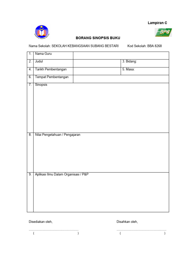 Borang Sinopsis Buku Ladap Contoh Pdf