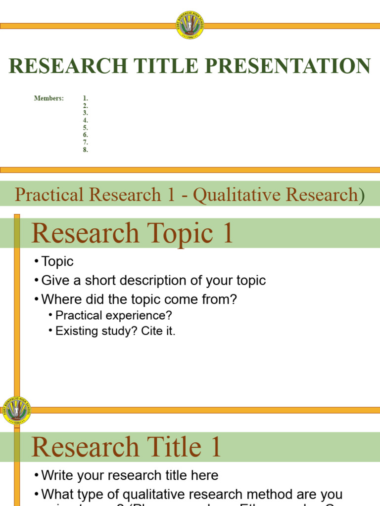 Research Title Presentation Template | PDF | Career & Growth | Science ...