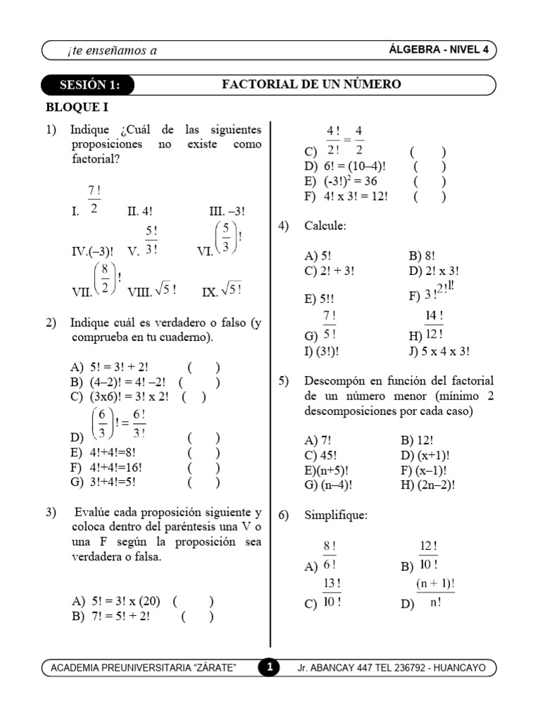 NIVEL 4 - Algebra 1-8 | PDF