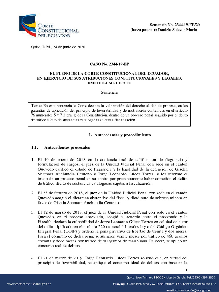 Lectura Sesión 9. Sentencia No. 2344-19-EP20CC Debido Proceso | PDF | Debido al proceso ...
