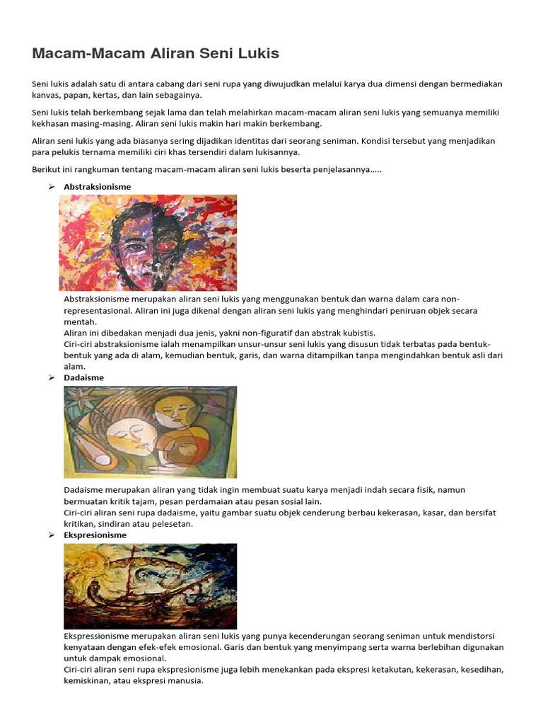 Macam Macam Aliran Seni Lukis | PDF